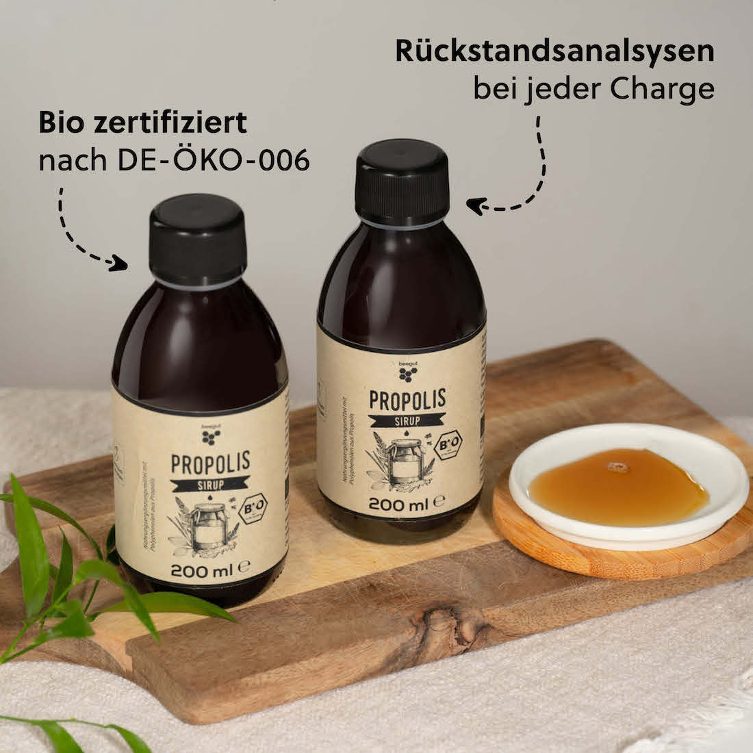 BIO Propolis Sirup mit Spitzwegerich & Königskerze, 200ml – beegut