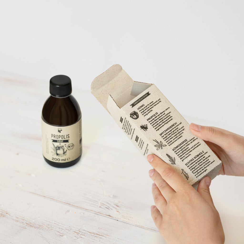 BIO Propolis Sirup mit Spitzwegerich & Königskerze, 200ml – beegut